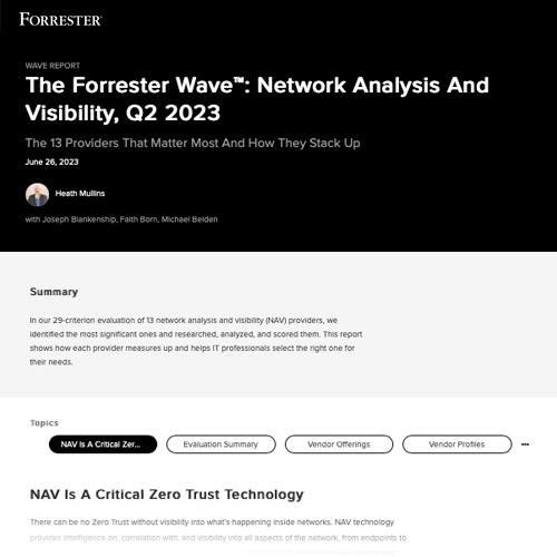 Get The Forrester Wave™: Network Analysis And Visibility, Q2 2023 Report